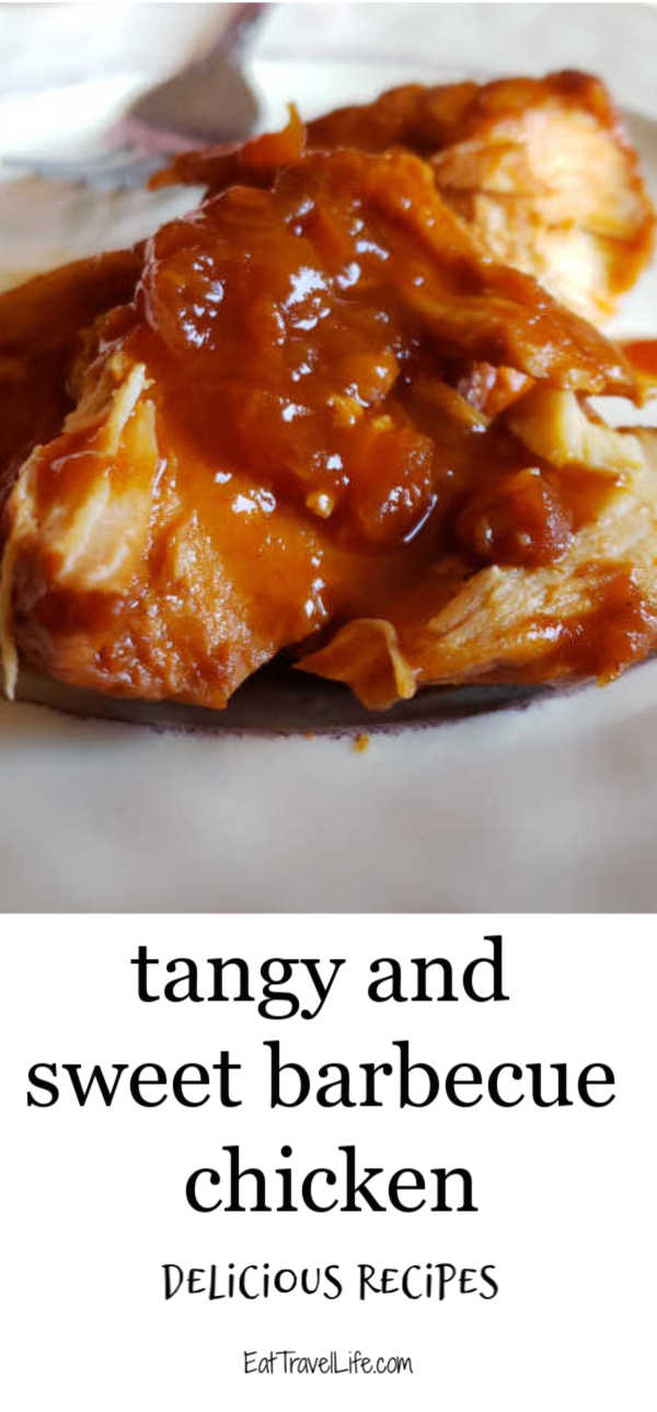 easy sweet & tangy barbecue slow cooker chicken - Eat Travel Life